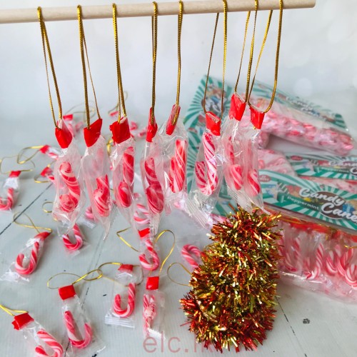 Candy Cane Mini With Gold Code Red And White 5cm